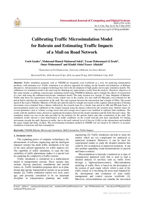 Pdf Calibrating Traffic Microsimulation Model For Bahrain And
