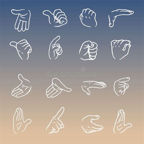 Vector Hand Drawn Cartoon Hand Gestures Illustrations Set Stock Vector
