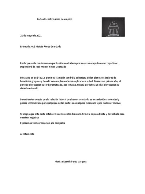 Carta De Confirmación De Empleo Pdf Carta De Confirmación De Empleo Pdf