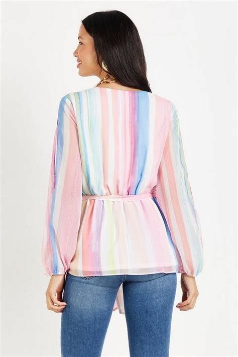 Tops Stripe Cold Shoulder Top Wallis