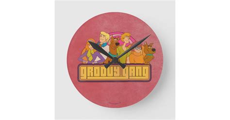 Scooby Doo Groovy Gang Retro Cartoon Graphic Round Clock Zazzle