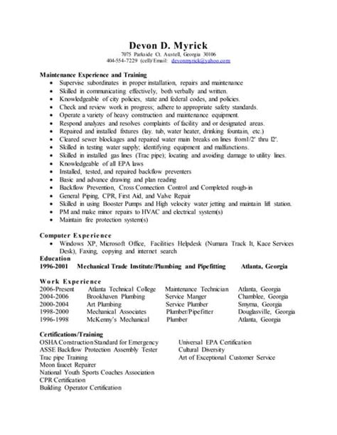 Devon Myrick Resume Docx Civil Engineering Industry Industries