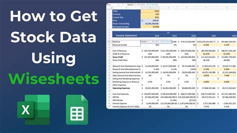 How To Get Stock Data On Excel Google Sheets Using Wisesheets Full Guide YouTube