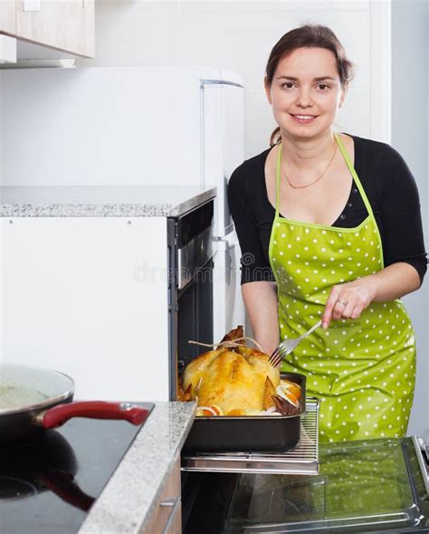 Woman Roasting Meat Stock Image Image Of Meat Products 21276683