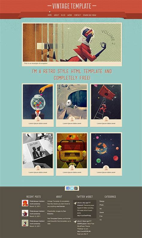 Vintage Free Html5 Template Free Website Templates Html5 Templates
