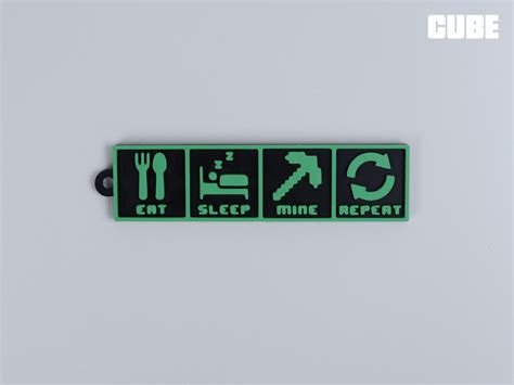 Eat Sleep Minecraft Repeat Keychain By Cube3dworld Download Free Stl