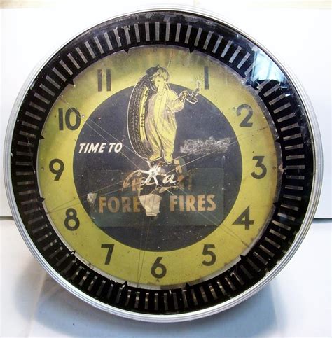 Vintage Fisk Tire Neon Clock Time To Retire Electric Synchron 1818608935