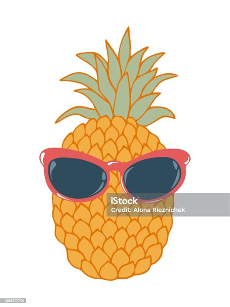 Pineapple With Sunglasses Vector Illustration Stock Illustration
