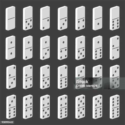 도미노 세트 벡터 현실적인 3d 그림입니다 완전 고전 게임 도미노 고립 된 검은 배경입니다 현대 컬렉션 28 조각 가득 찬에