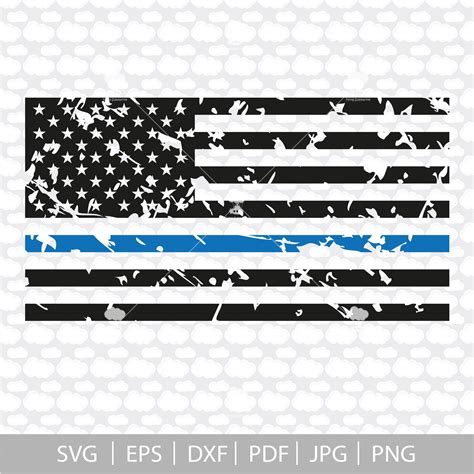 Thin Blue Line Svg Distressed Flag Svg Svg Dxf Pdf Police Etsy Uk