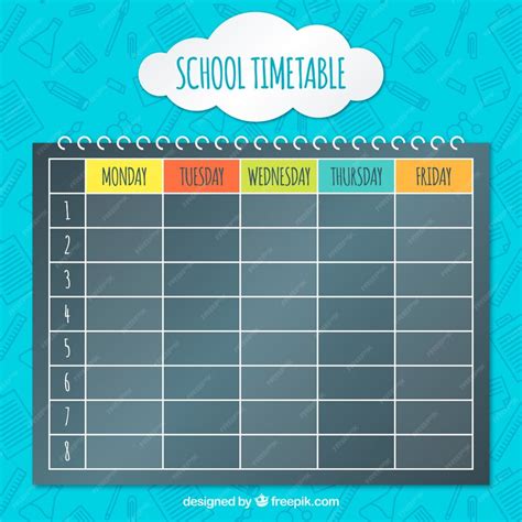 Free Vector Spiral Notebook With School Timetable
