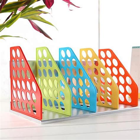 New DIY Plastic Bookend Office File Document Tray Holder Multifunction