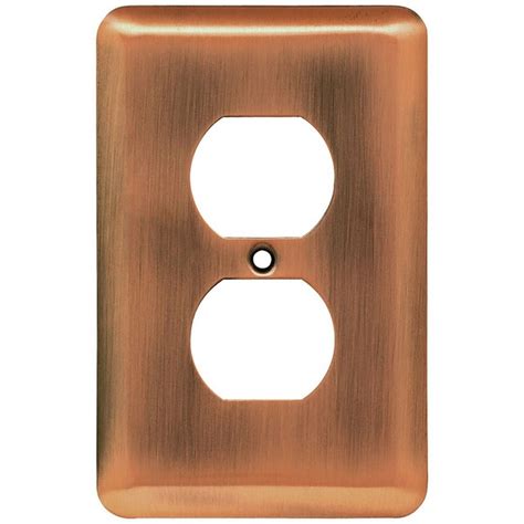 Brainerd Stamped Round Single Duplex Wall Plate Antique Copper Each