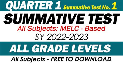 Summative Tests No 1 Sy 2022 2023 Melc Based Free Download Deped Click