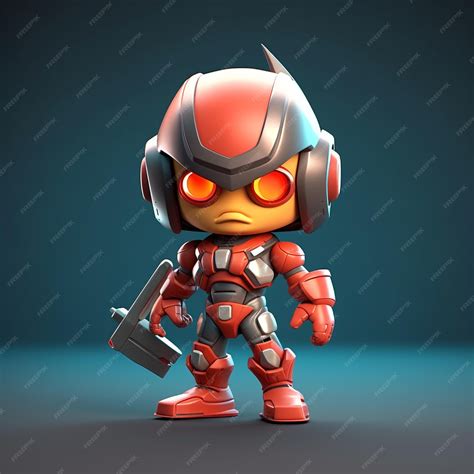 Premium Ai Image A Robot With A Red Face And A Silver Helmet With The