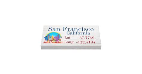 San Francisco Latitude And Longitude Canvas Print Zazzle
