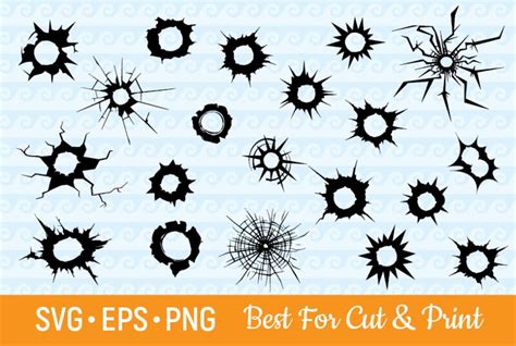 Bullet Holes Svg Bullet Svg Broken Glass Svg Crack Svg Gun