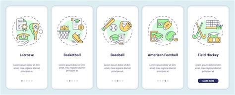 運動奨学金モバイル アプリ画面セットを表す 2d アイコン細い線アイコンのコンセプト Ui Ux Gui テンプレートを使用したウォークスルー