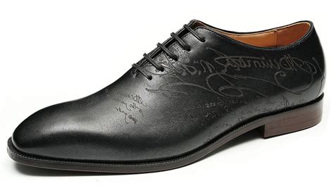 Santimon Black Grey Dress Shoes For Men Lace Up Brogue Oxford Shoes Classic Formal Business