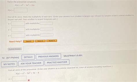 solved factor the polynomial completely p x x3−3x2 10x
