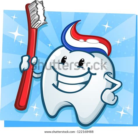 Dental Tooth Mascot Cartoon Character Toothbrush Stock Vector Royalty