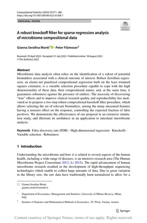 Pdf A Robust Knockoff Filter For Sparse Regression Analysis Of