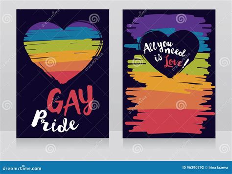 Banderas Para El Amor Gay Con El Corazón Del Arco Iris En Estilo Del
