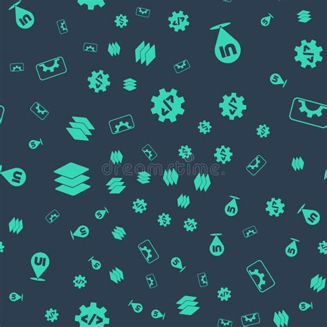 Set Front End Development Ui Or Ux Design Layers And Web On Seamless Pattern Vector Stock