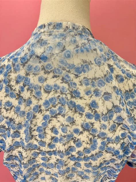 1950s Rose Print Sheer Day Dress Gem