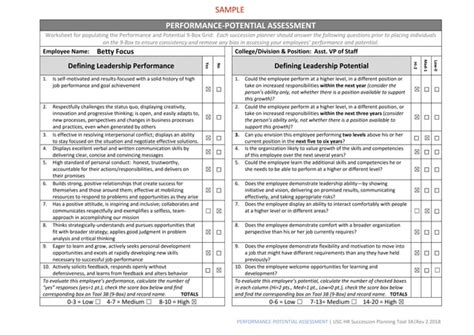 Potential Assessment Nine Box Model Tool Ppt