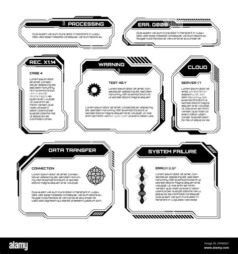 Black Futuristic Hud Ui Elements Sci Fi User Interface Text Boxes