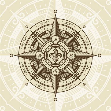 Nautical Wind Rose And Compass Icons Set Stock Vector Illustration Of