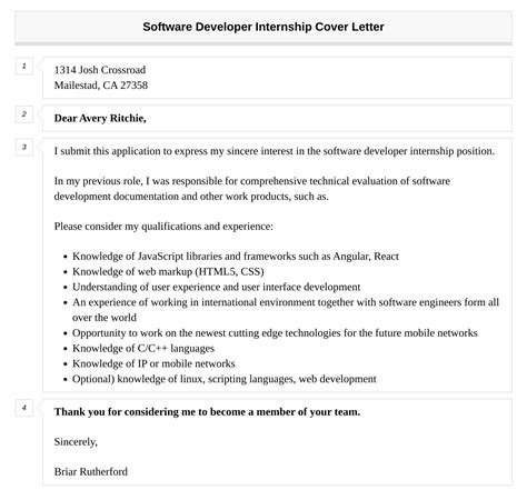 Software Developer Internship Cover Letter Velvet Jobs
