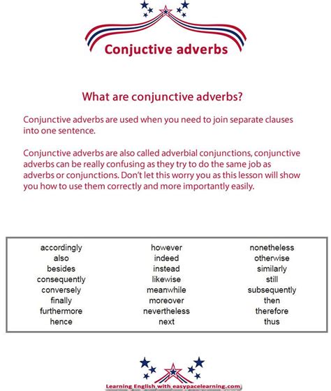 Conjunctive Adverbs In English Grammar