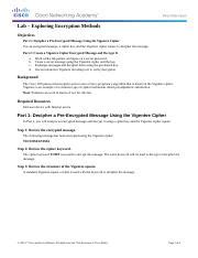 Exploring Encryption Methods Lab Exploring Encryption Methods Objectives Part Decipher A