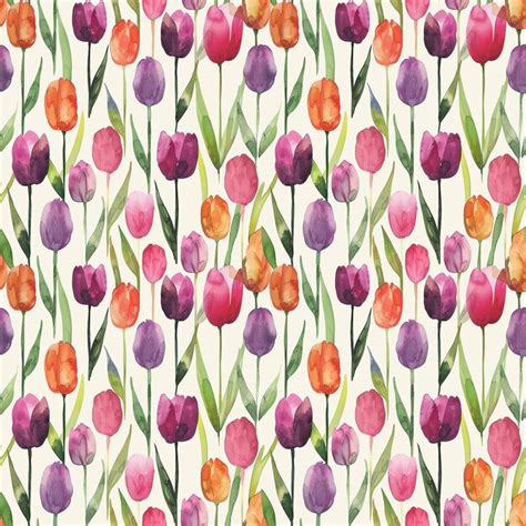 Premium Photo Cute Watercolor Tulips Seamless Pattern Background