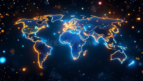 Global Network A Futuristic Digital World Map Stock Illustration Illustration Of Planet