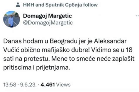 I Hrvatski Nacionalista Bi Da RuŠi VuČiĆa Usred Beograda I Domagoj Margetić Na Protestu Protiv