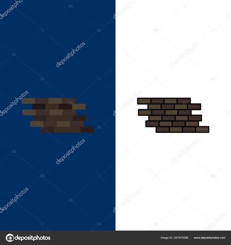 Firewall Security Wall Brick Bricks Icons Flat And Line Fi Stock
