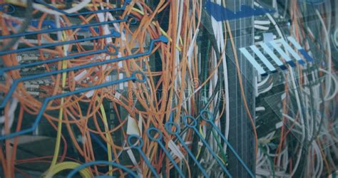 Animation Of Interface With Data Processing And Round Scanner Over Close Up Of A Computer Server