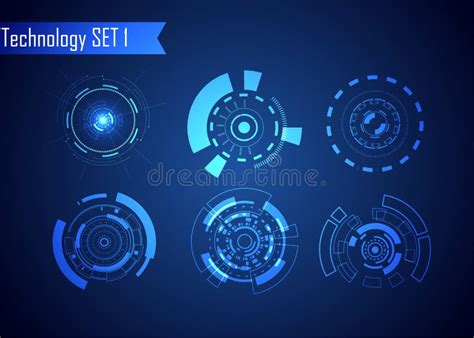 Set Of Circle Abstract Digital Technology Ui Futuristic Hud Virtual