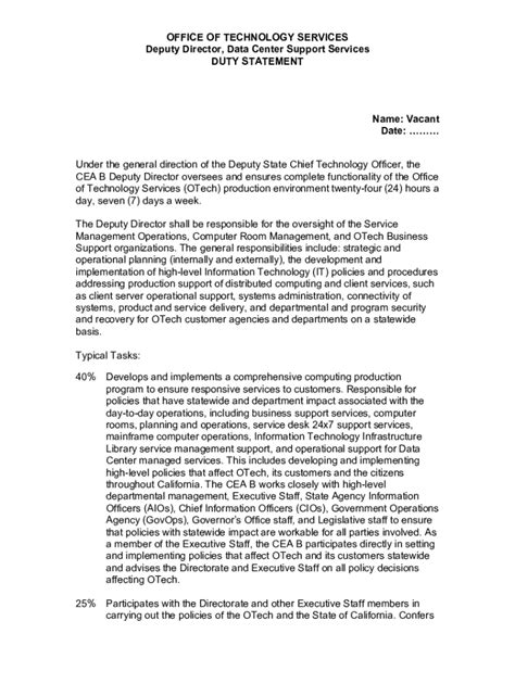 Fillable Online Cdt Org Chart California Department Of Technology Fax Email Print Pdffiller