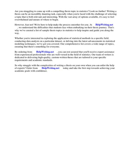Sample Thesis Topics In Statistics Pdf Statistics Methodology