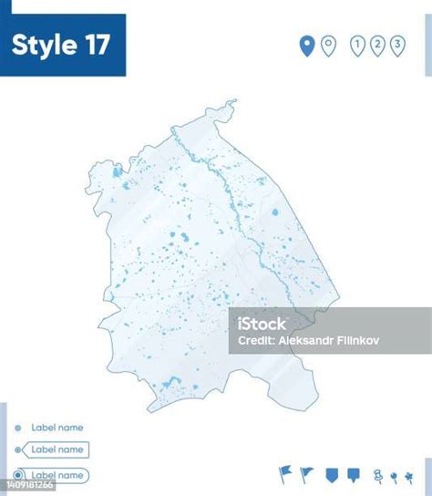 Pavlodar Kazakhstan Carte Isolée Sur Fond Blanc Avec De Leau Et Des