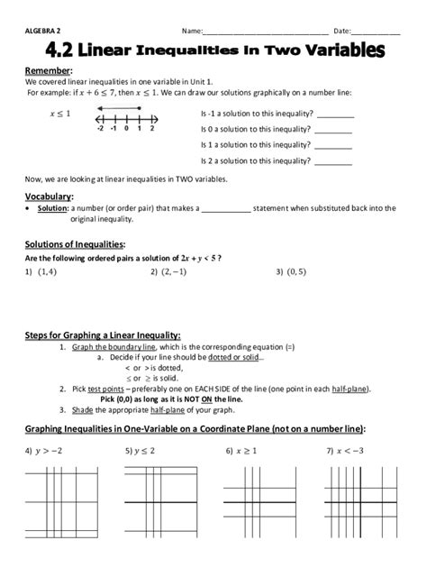 Fillable Online Solving Inequalities In One Variable And Graph On Number