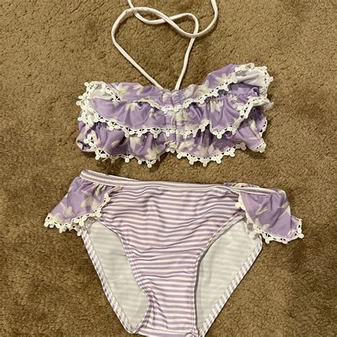 Nwt Biscotti Purple Flower Ruffle Bathing Suit Ruffle Bathing Suit