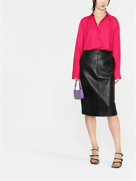 Parosh Leather Longuette Pencil Skirt Parosh