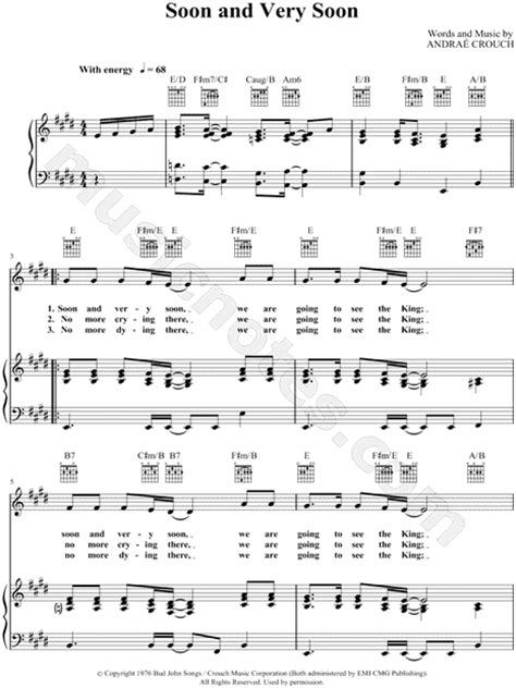 Andraé Crouch Soon And Very Soon Sheet Music In E Major Transposable