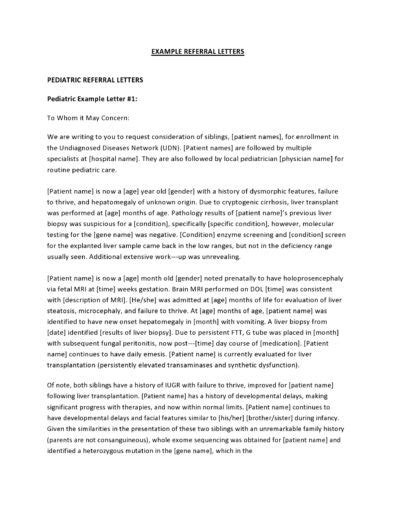 Professional Referral Letter Templates Examples