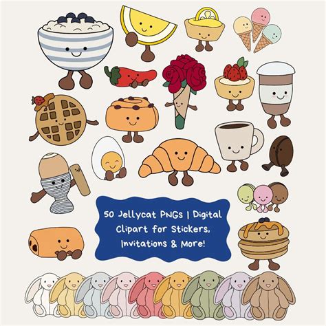 50 Jellycat Inspired Pngs Bundle Pack Cute Digital Clipart For
